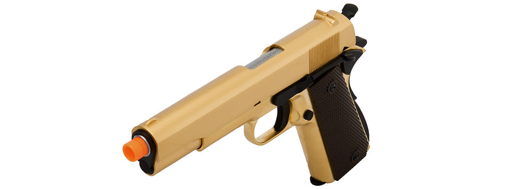 WE Tech 1911 A1 Gold Plated Airsoft Gas Blowback Pistol (GOLD )) | Gas ...
