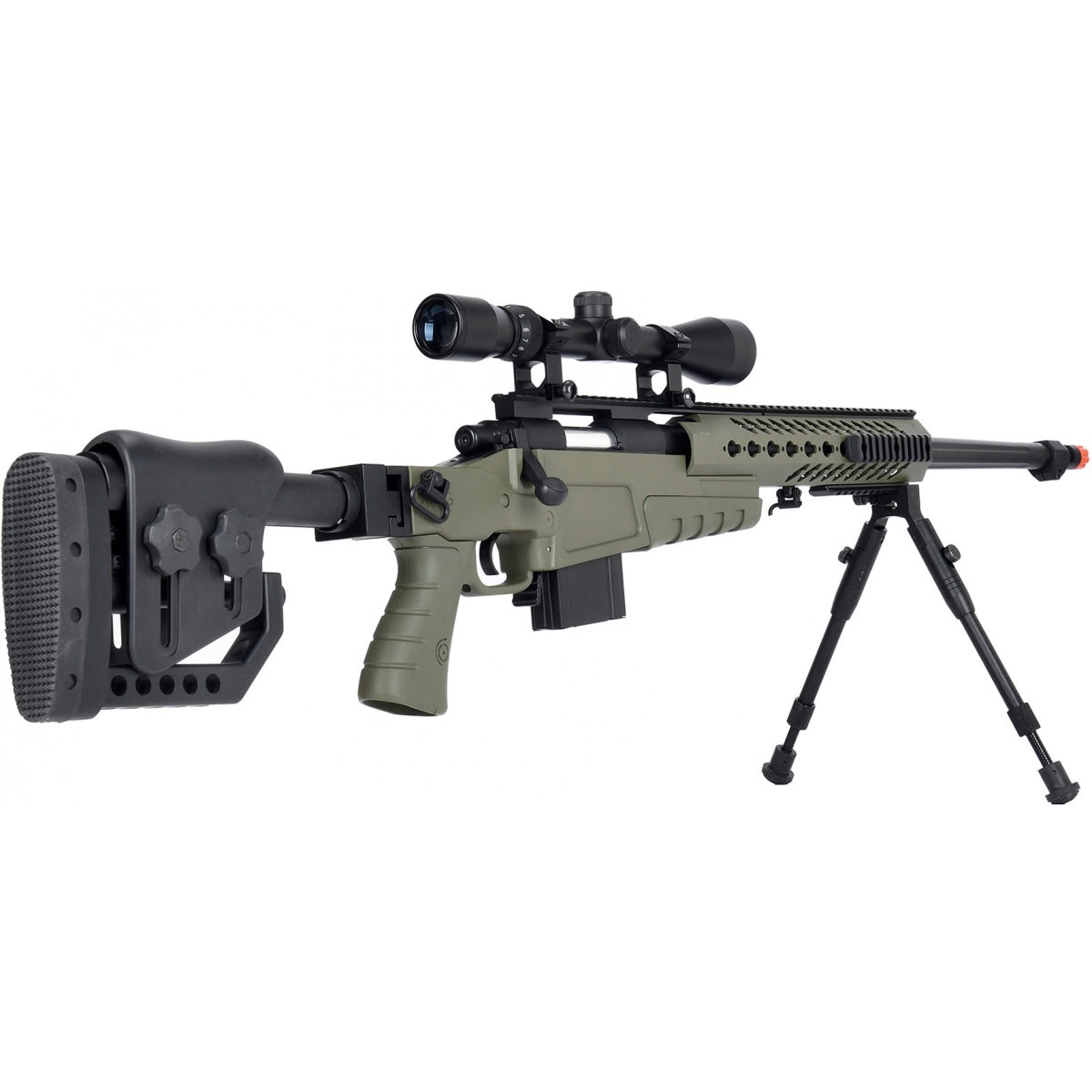 WELLFIRE AIRSOFT L96 AWP BOLT ACTION RIFLE W/ BIPOD AND SCOPE - Green ...